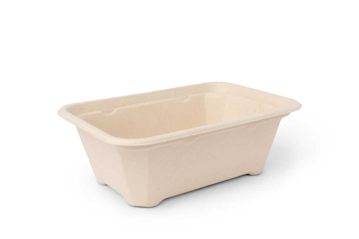 Unbleached Bagasse Fiber Bowls - Rectangle - 26oz (300/cs ...
